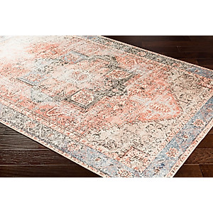 Livabliss Suri Vintage Washable Runner Area Rug,2'7" x 14',Rust/Blue