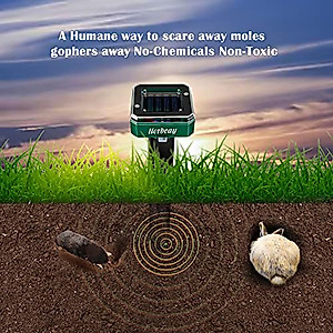 Solar Mole Repellent - 12 Pack Gopher Repellent Solar Powered Animal Powered for Garden Lawn Yard Waterproof Rodent Repellent and Deterrent for Mole, Vole, Gopher