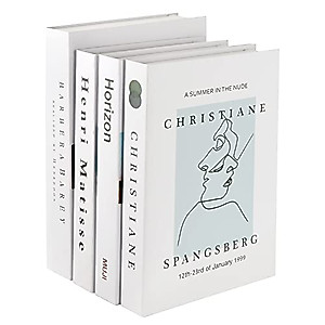 4 Pieces Faux Books for Decoration - Modern Fashion Decorative Books Set for Hardcover Home Decor, Fake Book Stacks Display for Office Bar Coffee Table Rustic Farmhouse Bookshelf