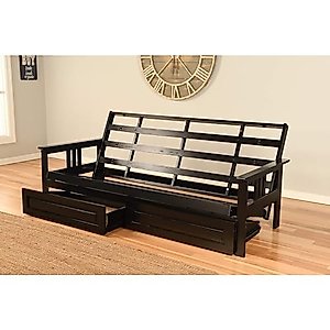 HomeStock Asian Fusion Futon Frame Black/Drawers Included