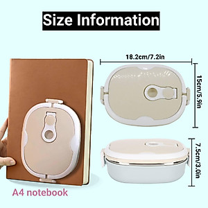 Niiyen Lunch Box 900ml 1 Layer Hot Food Lunch Containers Portable Stackable 304 Stainless Steel Adult Kids Bento Lunch Box Cold and Hot Food Storage for School Office Outdoor Travel