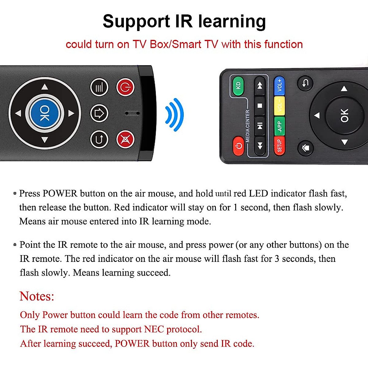 oFourSmart 2.4G Wireless Remote Controller with Nano USB Receiver Supports IR Learning Function Perfect for Android TV Box IPTV Mini PC Smart TV Projector