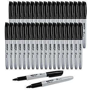 XioFiu Permanent Markers Bulk, 36 Pack Black Permanent Marker Set, Fine Tip, Waterproof Markers, Premium Smear Proof Pens, Waterproof, Quick Drying, Office Supplies for School, Office, Home