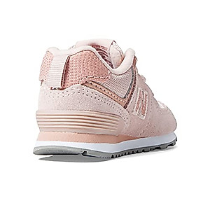 New Balance Girls 574 V1 Bungee Sneaker, Pink Haze/White, 7 Toddler