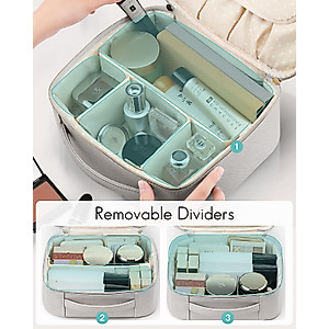 Vlando Travel Makeup Cosmetic Case Organizer Portable Storage Bag with Adjustable Dividers for Cosmetics Makeup brushes, girls, women, friends.（gray）