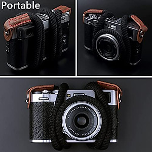 VKO Soft Rope Camera Neck Strap, Shoulder Strap Compatible with Sony A6100 A6600 A6000 A6300 A6500 A6400 RXIR II RX10 IV X100F X-T30 X-T3 X-T4 X-T20 X-T2 X100T Camera Black