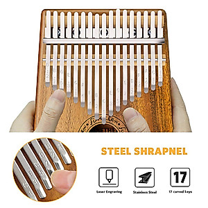 Anordsem Kalimba Thumb Piano 17 Keys, Mbira Finger Piano Koa Wood Body and Ore Metal Tines, Portable Musical Instrument Gifts for Kids and Adults Beginners