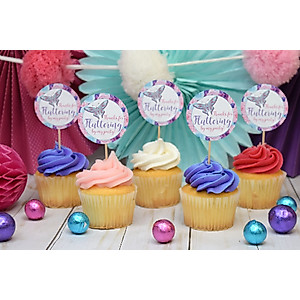 Floral Watercolor Butterfly Thank You Sticker Labels, 40 2" Party Circle Stickers by AmandaCreation, Great for Party Favors, Envelope Seals & Goodie Bags