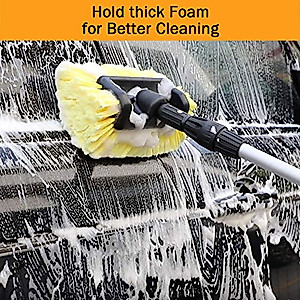 MOFEEZ 10" Car Wash Brush with Soft Detailing Bristle, Flow-Thru Dip Brush for Car Boat RV Camper Truck Washing