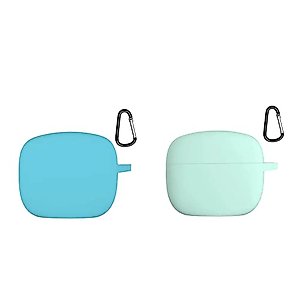 2 Pack DAYJOY Soft Silicone Protective Case Cover Compatible with JBL Tune 215TWS, Protective Skin Sleeve with Key Chain (Sky Blue+Light Green)