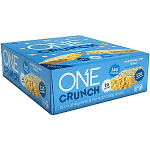 ONE Crunch Protein Bars, Marshmallow Treat, Gluten Free Protein Bars with 12g Protein and 1g Sugar, Pantry Staples, 2.12 oz (12 Count)
