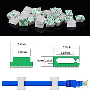 100 Pieces Adhesive Cable Clips Wire Clips Cable Management Wire Cord Holder (13 x 10 mm, White)
