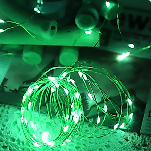 Solar String Lights Outdoor Green, 2 Pack 100LED Christmas Lights Waterproof Fairy Lights for Bedroom, Garden, Yard, Patio, Xmas Tree, St. Patrick's Day Decor-Green