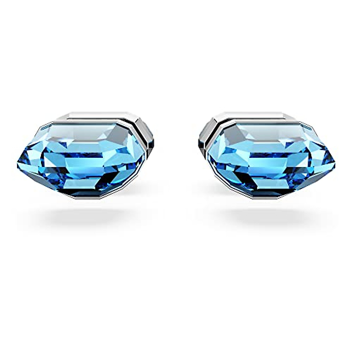 SWAROVSKI Lucent Pierced Stud Earrings, Bright Blue Crystals on a Rhodium Finished Setting, Part of the Swarovski Lucent Collection