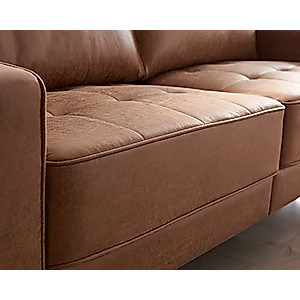 MODERION Loveseat Sofa, 70” L Couch with Solid Wood Frame, Living Room Couches with Technology Fabric, Easy Assembly 2-seat Sofa for Bedroom,Office,Small Space Yellowish Brown TSF21202LT