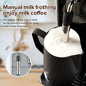 Eficentline-205 Fully Automatic Espresso Machine, One Touch Coffee Machine with Manual Milk Frother for Cappuccino & Latte, Stainless Steel, Silver (Espresso Machine w Milk Frother)