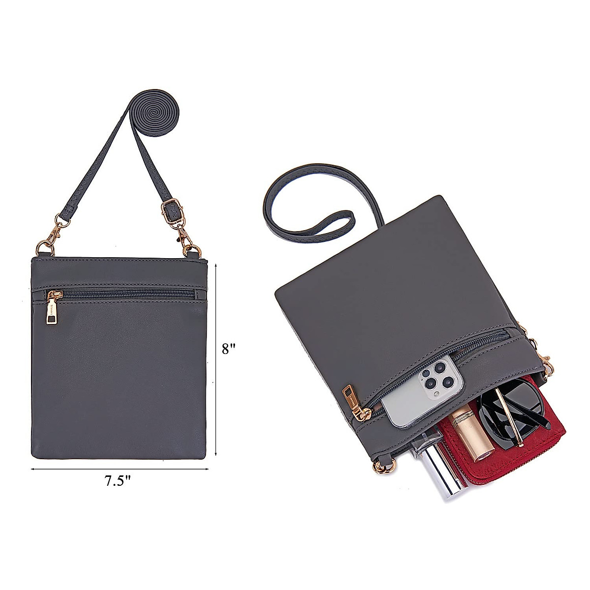 Large Crossbody Bags Ladies Shoulder Handbags Purse and Wallet Set for Women Totes Hobo Purses DarkGrey