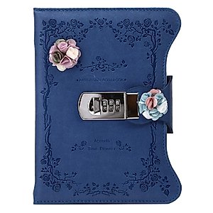 ADELA BOUTIQUE PU Leather Journal Digital Password Notebook Combination Lock Diary