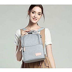 Meichoon Breast Pump Backpack Breastmilk Cooler & Insulated Baby Bottle Bag Waterproof - Portable Thermal Insulated Lunch Bag/Large Capacity Handbag/Baby Milk Freezer for Work Mommy Women XC01 Grey
