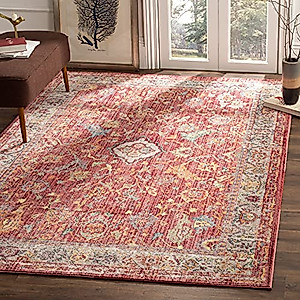 SAFAVIEH Bristol Collection 2'3" x 8' Rose / Light Grey BTL361R Boho Chic Oriental Distressed Runner Rug