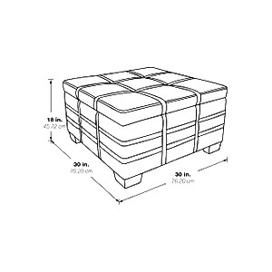 OSP Home Furnishings Detour Strap Square Storage Ottoman with Tray and Solid Wood Legs, Crimson Red Faux Leather