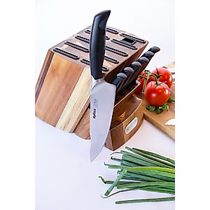 ZYLISS Control Wooden Knife Block - Kitchen Cutlery Storage - Knife Block Without Knives - 16 Slots With Steak Holders