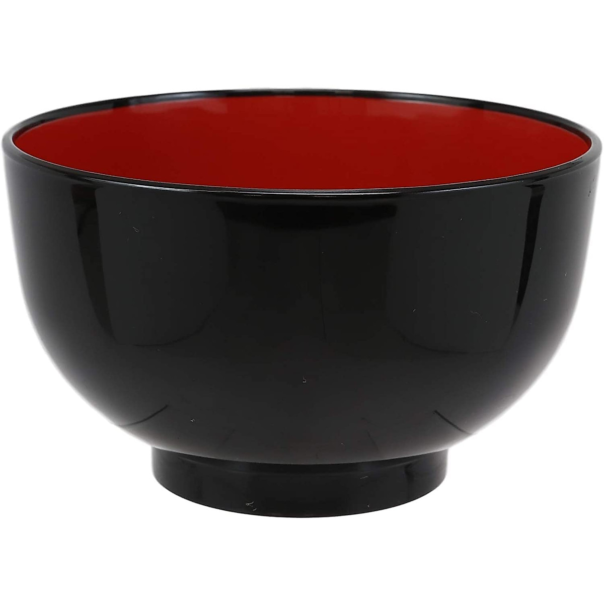 Ebros Gift Made In Japan Traditional Black Red Lacquer Copolymer Plastic Small Bowl 16oz Set of 10 For Salads Greens Rice Cold Cuts 5.5"Dia Japanese Restaurant Supply Bowls Home Kitchen