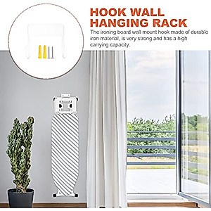 Zerodeko 1 Set Iron Board Hanger Ironing Board Hook for Wall Iron Holder Wall Mount Household Hooks Wall Mount Iron Board Holder Folding Shelf Key Hanger White Storage Bracket