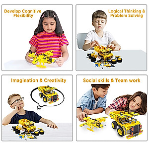 Oakkart STEM Toys Building Sets for Boys 8-12 Build 2in1 Dump Truck or Airplane Construction kit Engineering Sets for Boys STEM Building Set for Kids