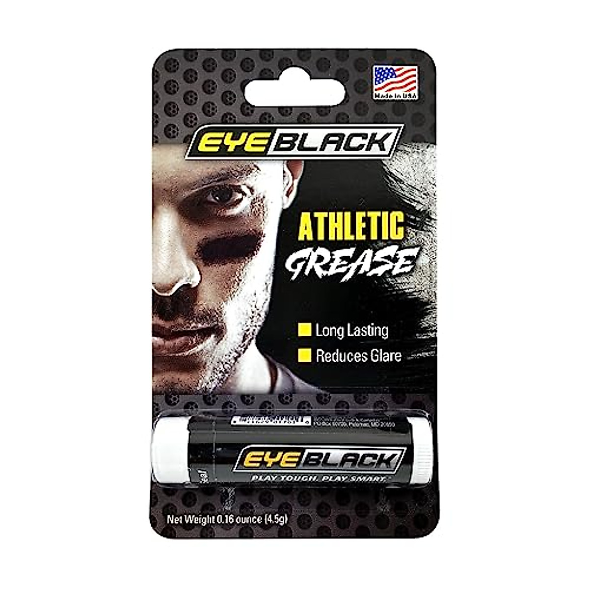 EyeBlack Anti-Glare Under Eye Black Sports Grease Stick for Pro Performance - Softball, Football, Baseball, Soccer, Cheer, Volleyball – Tailgate, Championship, Playoffs, Game Day - Black, 1 Stick