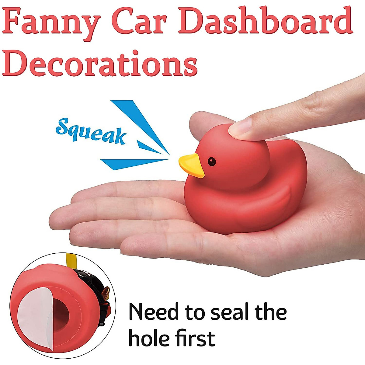 wonuu Rubber Duck Car Decoration Ornaments Duck Car Dashboard Decorations Cool Glasses Duck with Propeller Helmet (R-Beatle-Red)