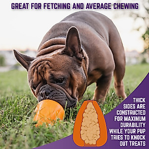 Chew King Premium Treat Dog Toy, Extremely Durable Natural Rubber Toy, Bacon Flavored Dog Toy Orange Large
