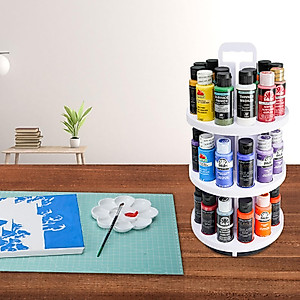 SANFURNEY Craft Paint Storage Rack, 40 Holes Spinning Paint Storage Tower, Vertical Paint Organizer Holder Stand for Apple Barrel, Folkart -2oz Craft Paints