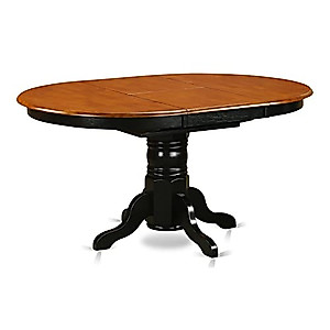 East West Furniture Avon Kitchen Dining Table + Dining Chair Set (Set of 2) - Oval Wooden Table with Butterfly Leaf & Black Pedestal Base + Faux Leather Upholstered Wooden Chairs