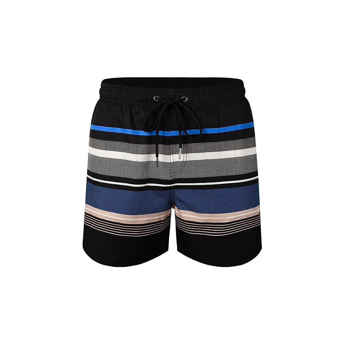 MADHERO Mens Swim Trunks with Compression Liner 2 in 1 Quick Dry Swimming Shorts Swimwear Striped Size M