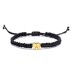 JoycuFF Heart Initial Bracelets for Women Gifts - Initial A Letters Bracelet Handmade Rope Braided Adjustable Initial Charms Jewelry for Mom Daughter Birthday Jewelry Gift for Women Teen Girls