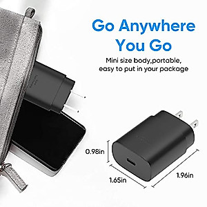 Super Fast USB Type C Charger Kit Compatible Android Phone Samsung Galaxy S22, S22 Plus, S20 / S21 Ultra Plus 5G, Note 20 / Note 10 Plus/S9/S8/S10e/S10, Pixel 6 Pro, 25W PD Wall Power Adapter & Cable