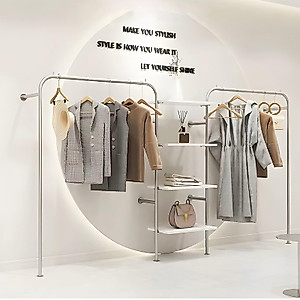 Wall Mount Clothes Rack，Heavy Duty Pipe Clothes Rail Garment Rack With Shelves For Hanging Clothes，Commercial Wedding Dress Display Shelf Clothes Display Rack For Clothing Store ( Size : 300*170cm )