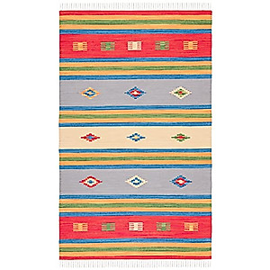 SAFAVIEH Montauk Collection 5' x 8' Blue/Red MTK555M Handmade Boho Cotton Living Room Dining Bedroom Area Rug