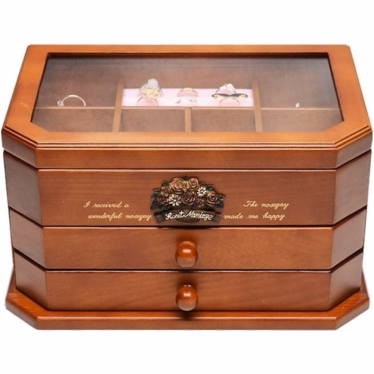 Yalych Solid Wood Jewelry Box Box 3 Layer Jewelry Display Storage Case For Earring Ring Necklace Bracelet jewellery case Jewelry Organizer