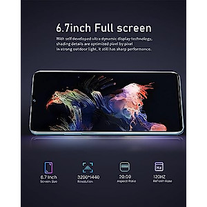 SANSHREUNI K60 Unlocked Cell Phones, 6GB+256GB Android 13 Unlocked Phone, 6.7" Screen+ Display 120HzD, 64MP Camera, Octa-Core CPU, 5500mAh Battery, GPS, AI Face, Dual SIM 5G Phone (Blue)