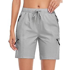 Nomolen Women's Hiking Cargo Shorts Quick Dry Lightweight 7" Athletic Golf Casual Summer Shorts with Zipper Pockets UPF 50+