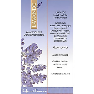 Charrier Parfums - Eau de Toilette Lavande (Fine Lavander) Spray - 30 ml - Made in Provence, France