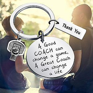 POTIY Coach Appreciation Gift Basketball Coach Keychain A Good Coach Can Change A Game Basketball Gift Thank You Gift for Basketball Coaches (Basketball Coach Keychain-2)