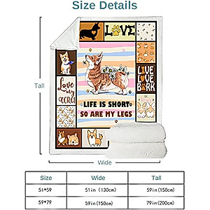 Corgi Gifts for Corgi Lovers, Cute Corgi Blanket, Lightweight Super Soft Cozy Throw Blanket for Sofa Bed Couch Chair Living Room 50 x 60 Inch, Corgi Gifts Christmas Birthday Gifts for Kids and Adults