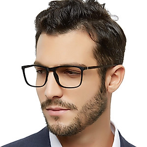 OCCI CHIARI Reading Glasses Men's Rectangle Reader Spring Hinge 1.0 1.25 1.5 1.75 2.0 2.25 2.5 2.75 3.0 3.5(Black 150)