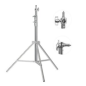 Heavy Duty Light Stand Photography: Stainless Steel - Takerers 9.2ft/110inch Adjustable Tripod stands with Spring Cushioned, 1/4" to 3/8" Universal Screw, Carry Bag for Softbox, Strobe(Max Load: 22lb)