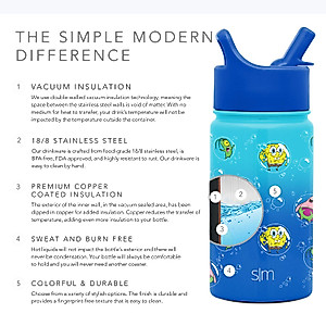 Simple Modern Kids Water Bottle with Straw Lid | Insulated Stainless Steel Reusable Tumbler for Toddlers, Girls, Boys | Summit Collection | 10oz, SpongeBob Bubbles
