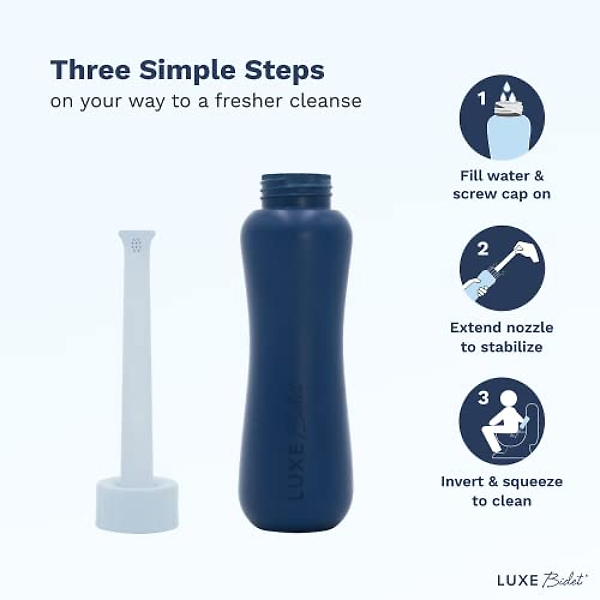 LUXE Bidet Portable Travel Bidet - 450-mL Capacity, Non-Slip, Ergonomic Bottle with Retractable Nozzle and High-Quality Storage Bag