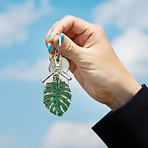 Tropical Palm Leaf Keychain Green Leaf Key Ring Tropical Party Decoration Birthday Luau Hawaiian Party Decoration